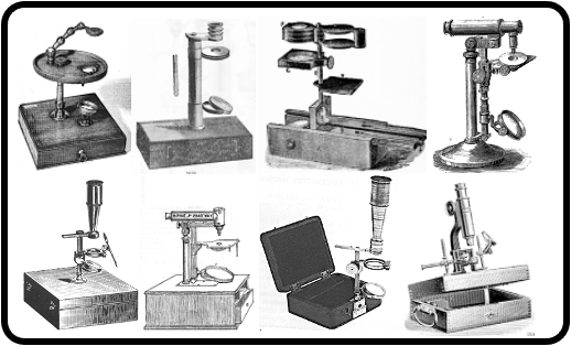 Collection of antique microscopes and other scientific instruments