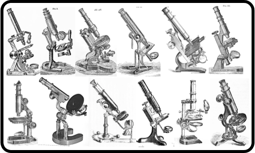 Collection of antique microscopes and other scientific instruments