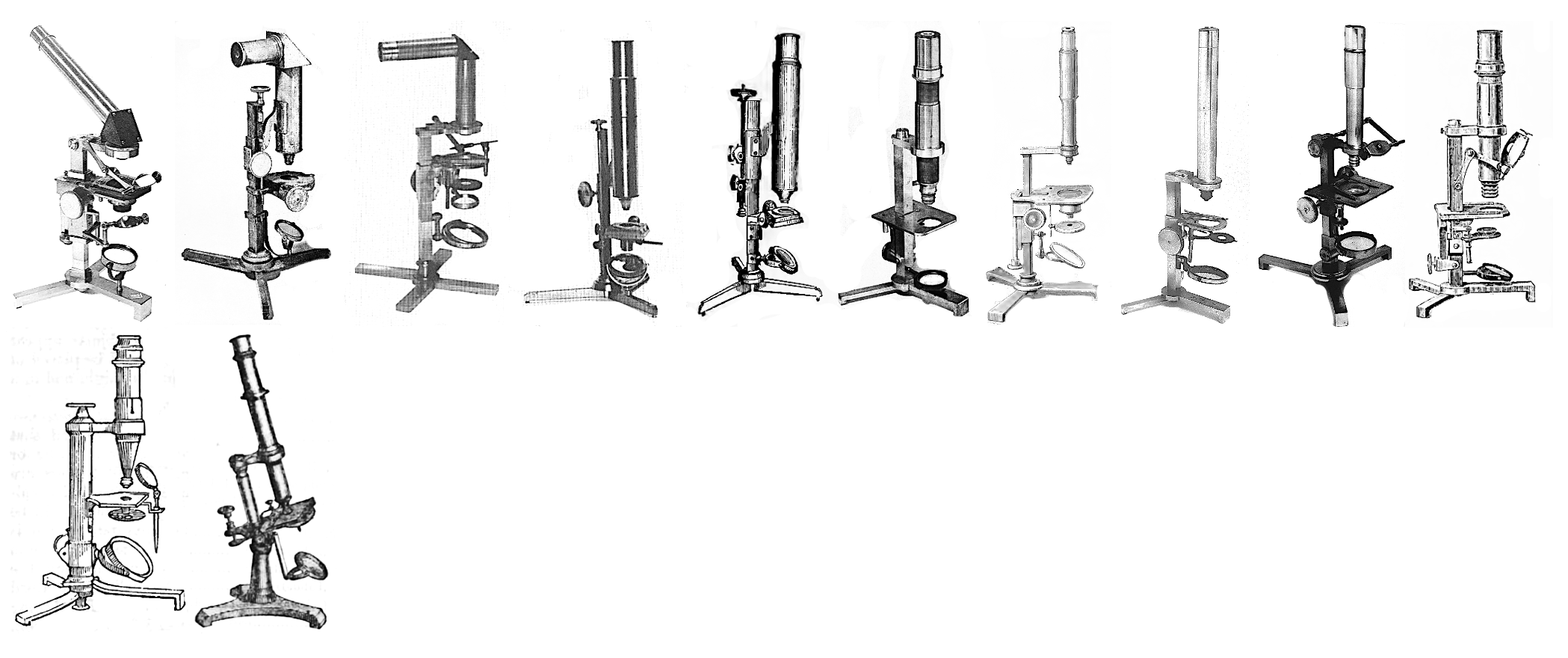 Several microscopes on a white backgroundDescription automatically ...