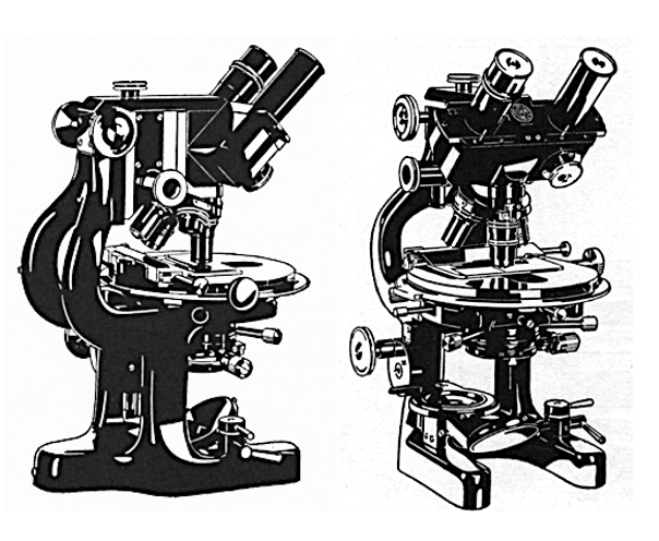 A black and white image of microscopesDescription automatically ...