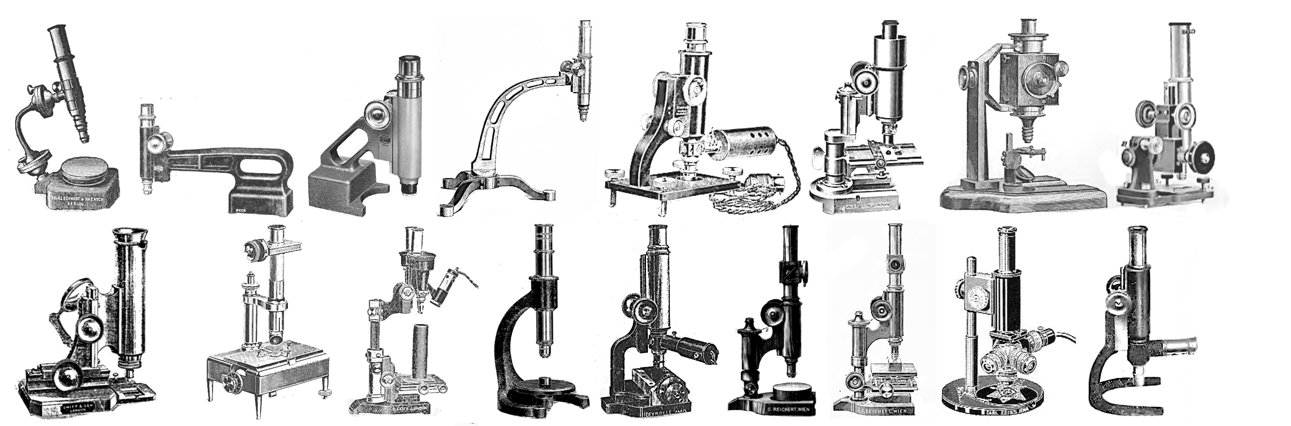 A group of microscopesDescription automatically generated with low ...